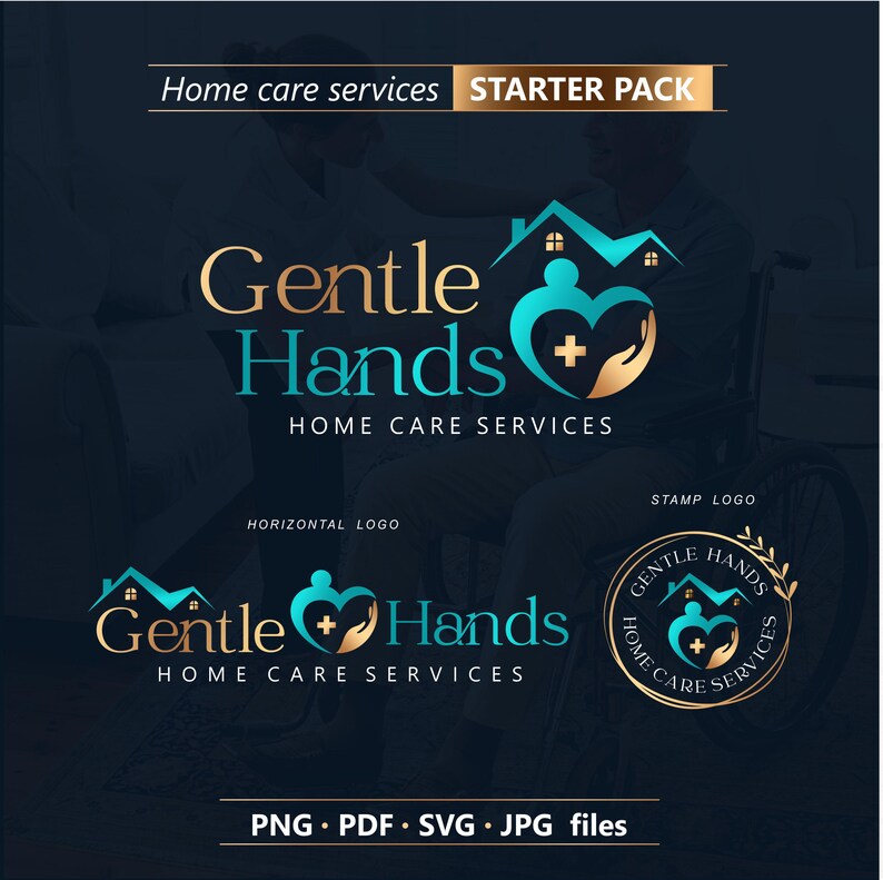 Home Health Care Logo Design: Premade Caregiver Branding (digital Files ...