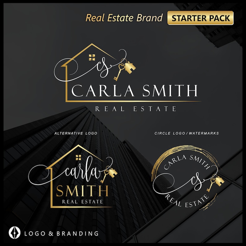 Real Estate Logo & Branding Kit: Realtor Design With Keys 7 - Etsy