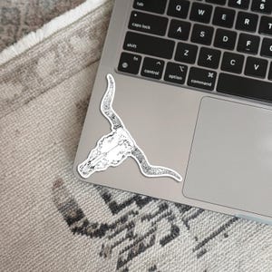 Longhorn Skull Sticker, Waterproof Vinyl Stickers for Laptop, Water ...