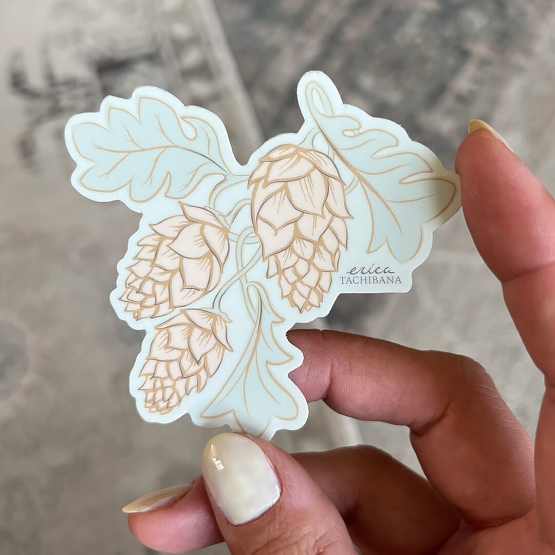 Brewing Hop Sticker, Waterproof Vinyl Stickers for Laptop, Water Bottle ...