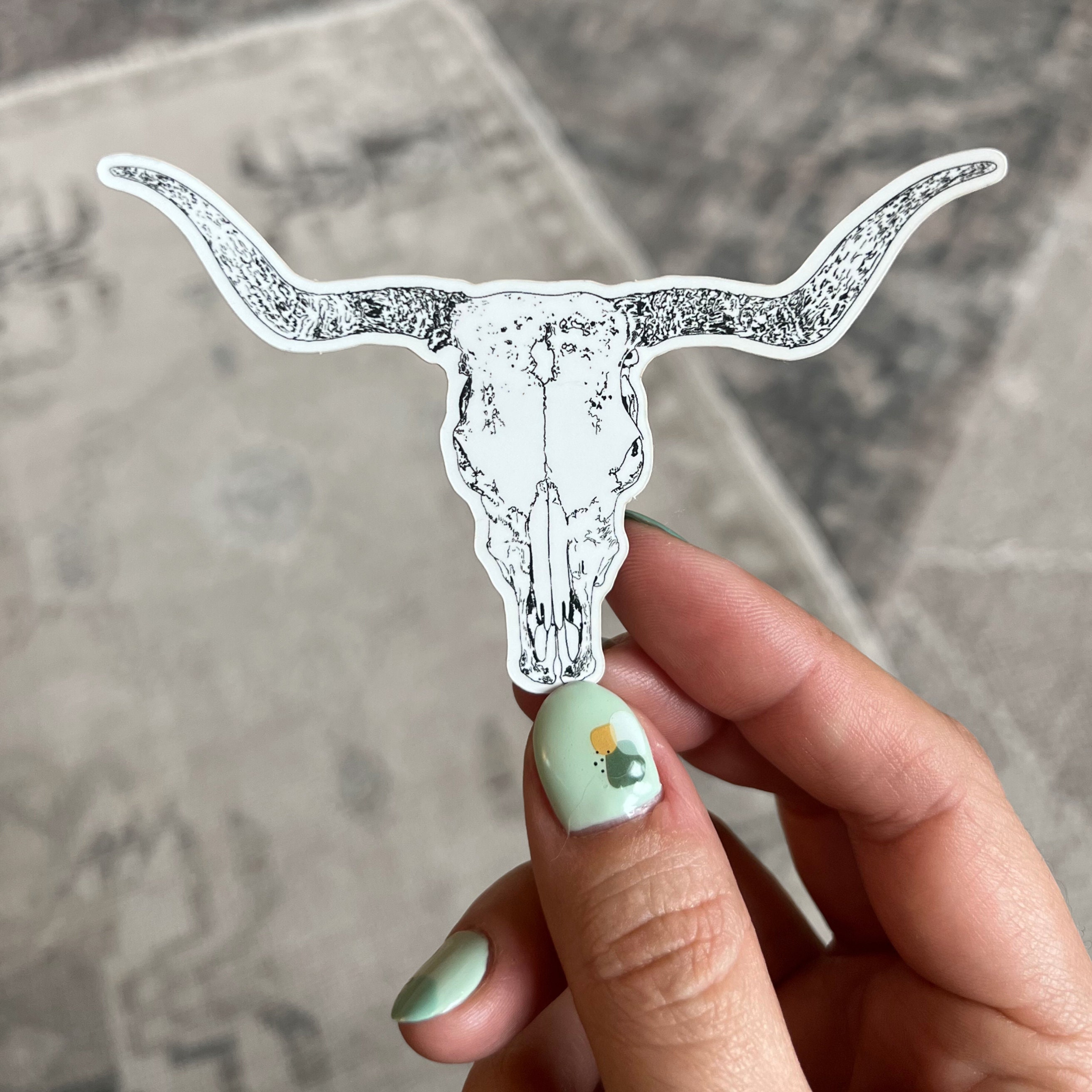 Longhorn Skull Sticker, Waterproof Vinyl Stickers for Laptop, Water ...