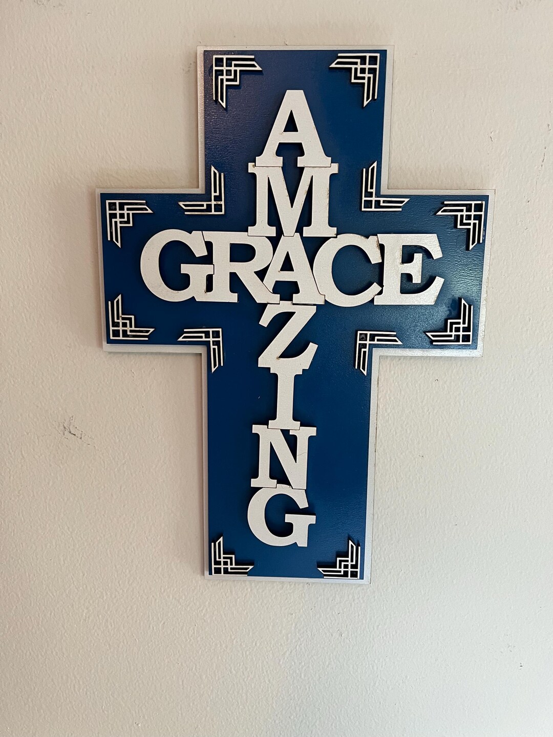 Eternal Elegance Amazing Grace Cross: Handcrafted Three-layer Wood Wall ...