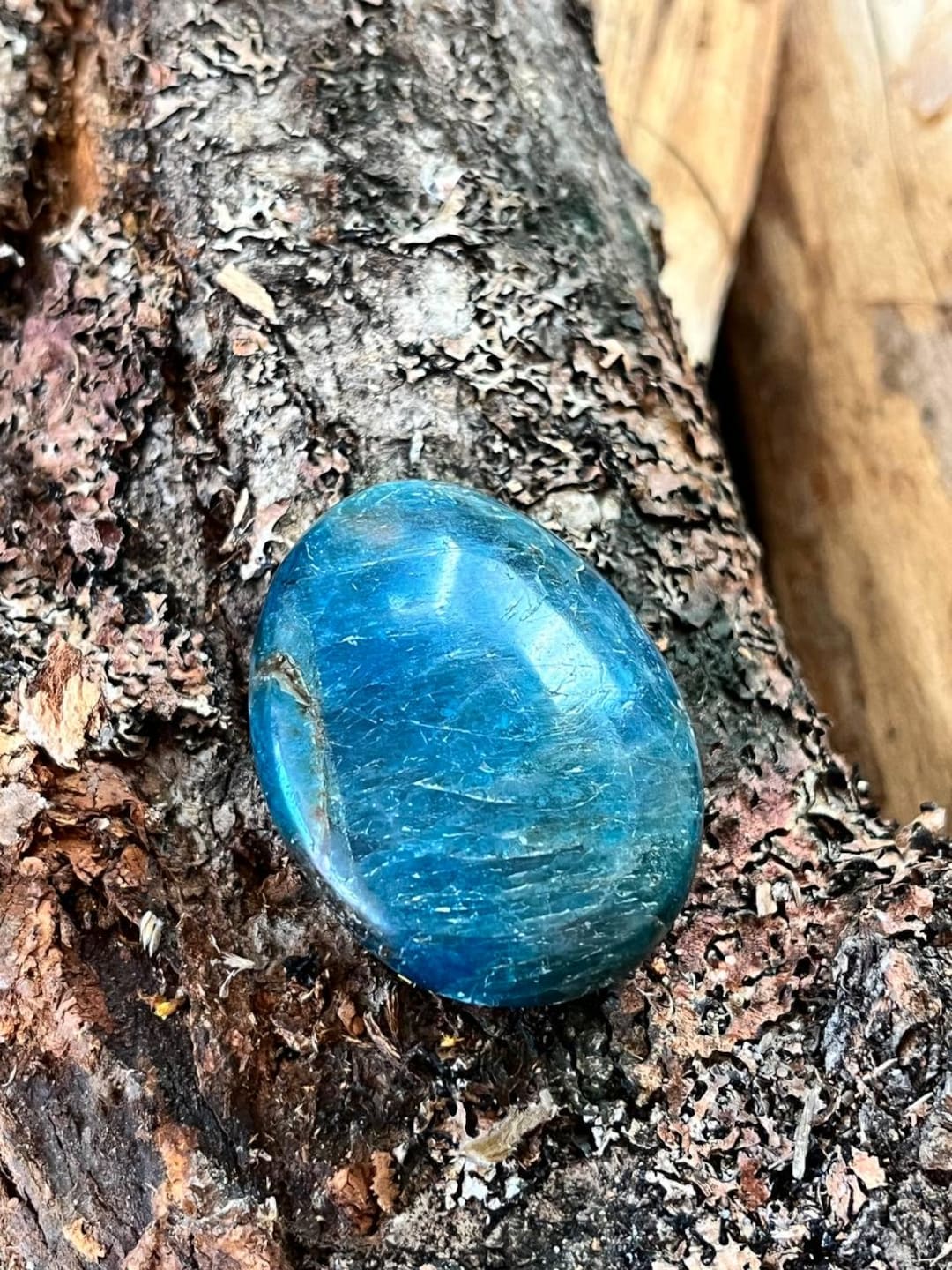 Deep Blue Apatite Palm Stone • Natural Madagascar Gemstone • Polished ...