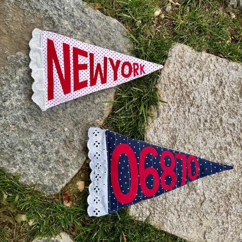 Custom Quilted Pennant Flag: Personalized Dorm & Room Decor - Etsy