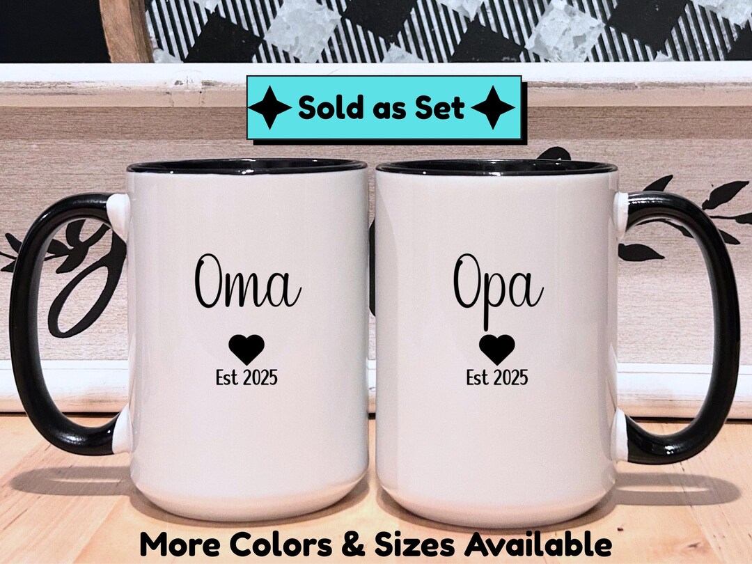 Personalized Oma Opa Mug Set - New Grandparents Gift - Etsy