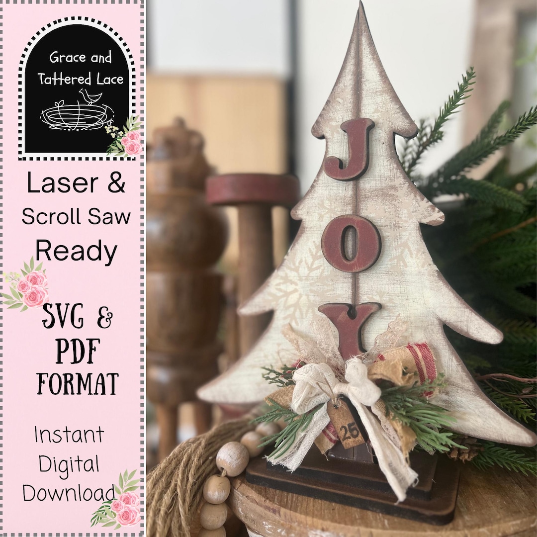 Wonky Rustic JOY Christmas Tree SVG Scroll Saw Digital Download - Etsy