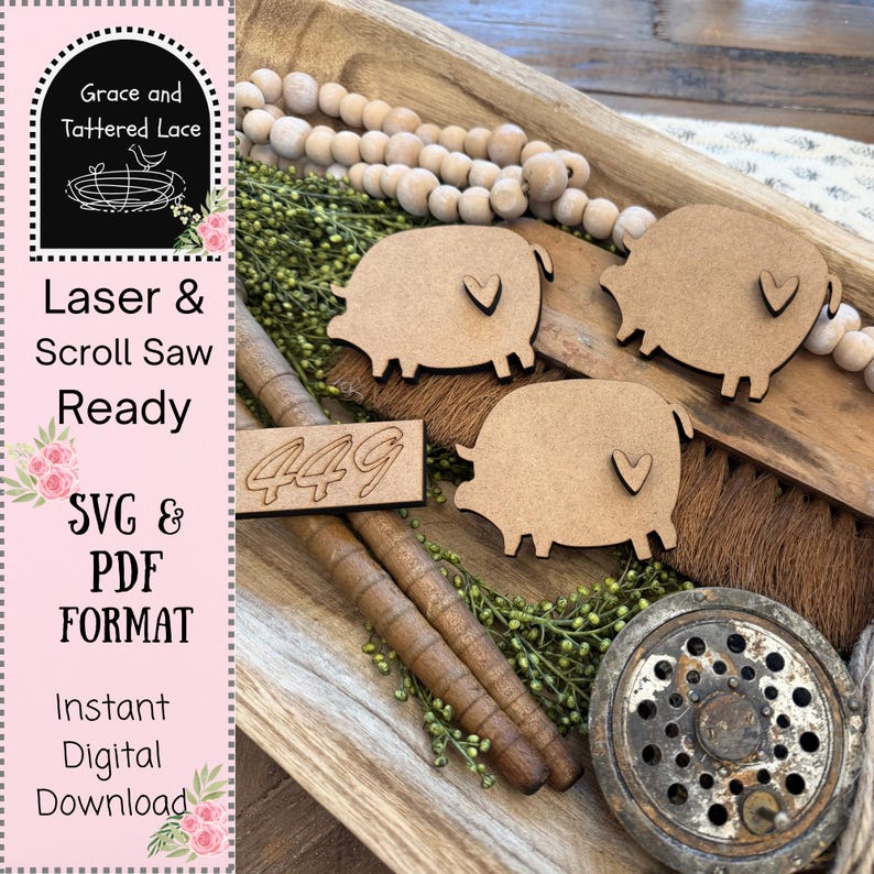 Rustic Pot Belly Pig Dough Bowl Fillers SVG: (digital Download) - Etsy