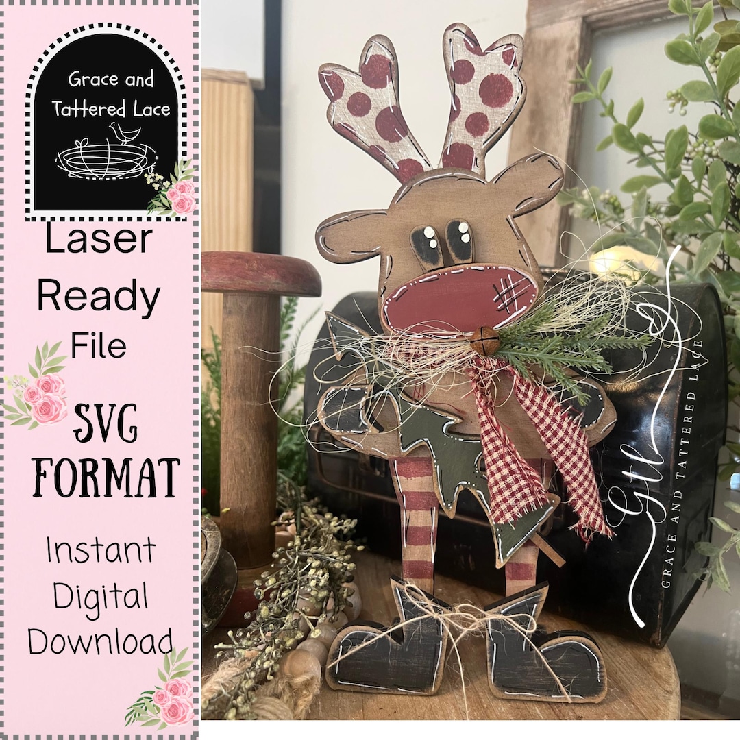 Whimsical Wonky Reindeer Character SVG Laser Cut File (digital Download ...