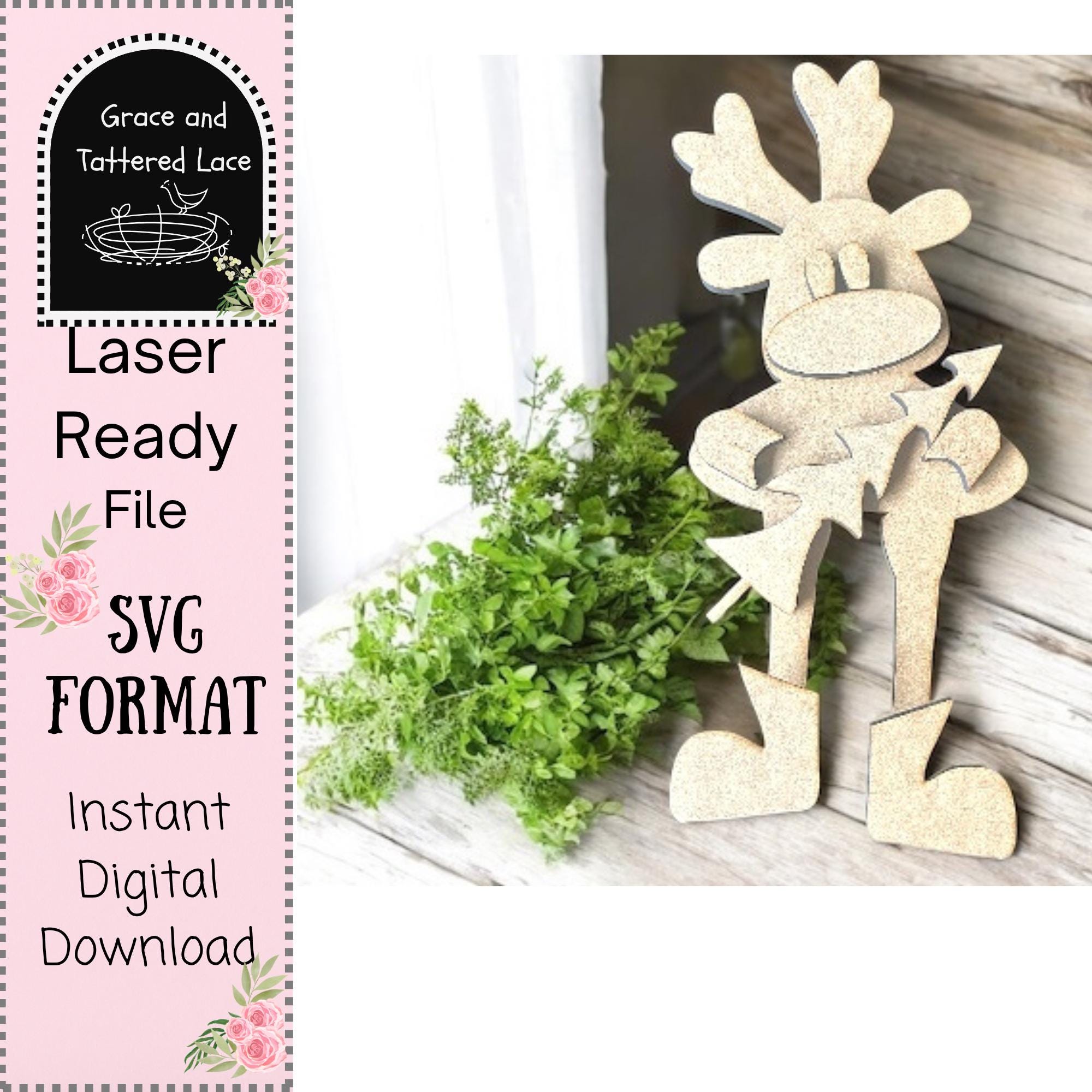 Whimsical Wonky Reindeer Character SVG Laser Cut File (digital Download ...