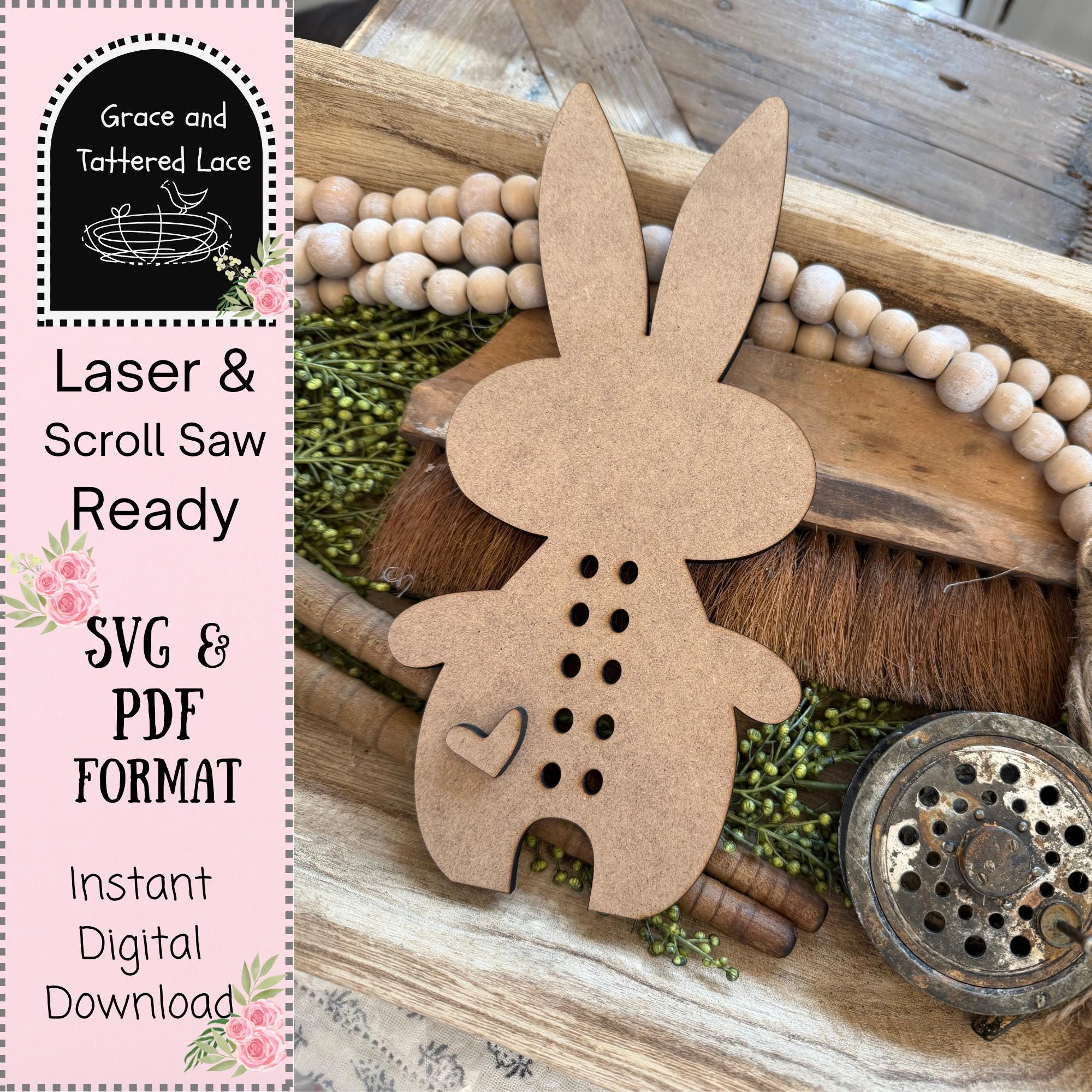 Wonky Stitched Bunny Shelf Leaner SVG: (digital Download) - Etsy
