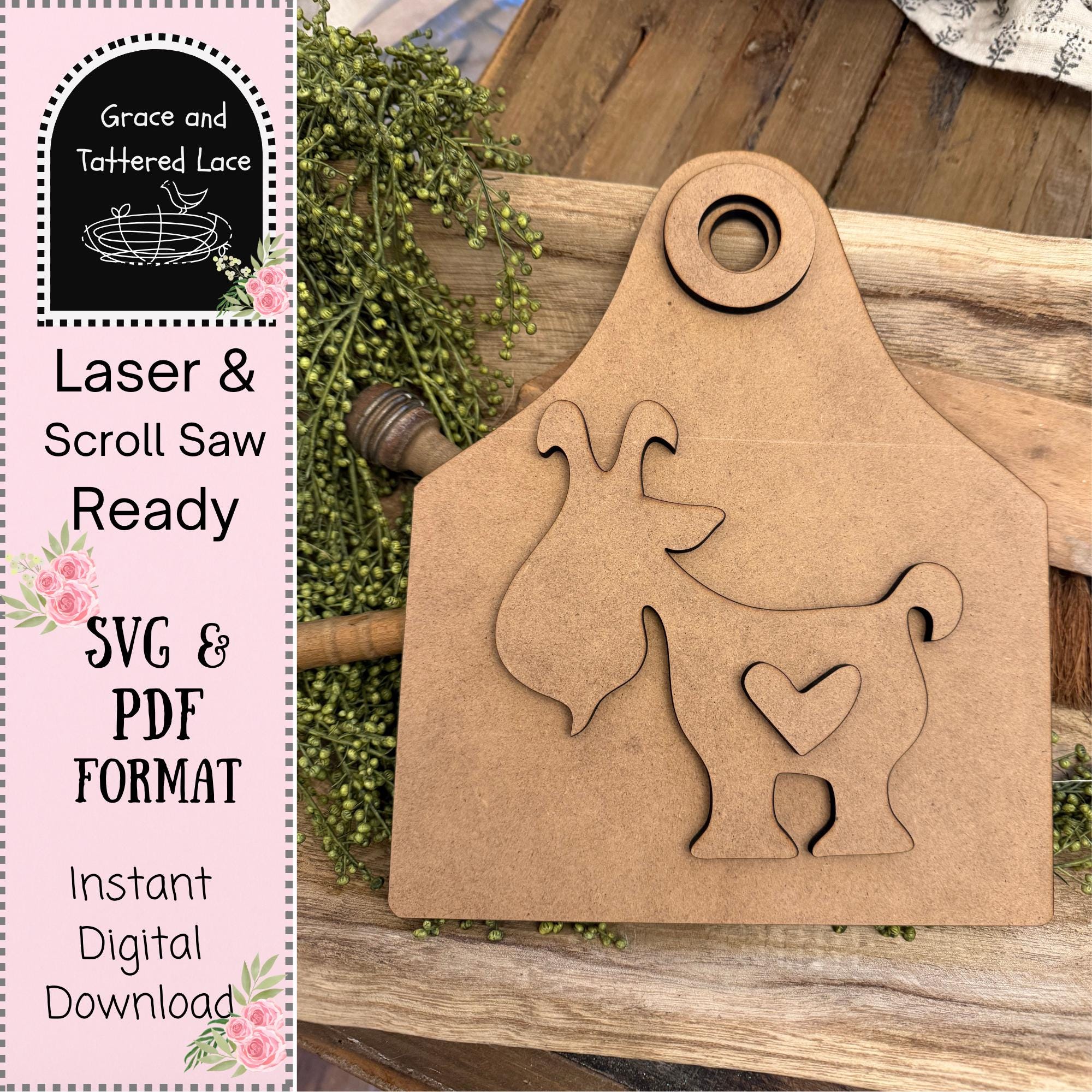Wonky Goat W/ Cow Tag DIY SVG Laser Cut File: Farmhouse Decor (digital ...