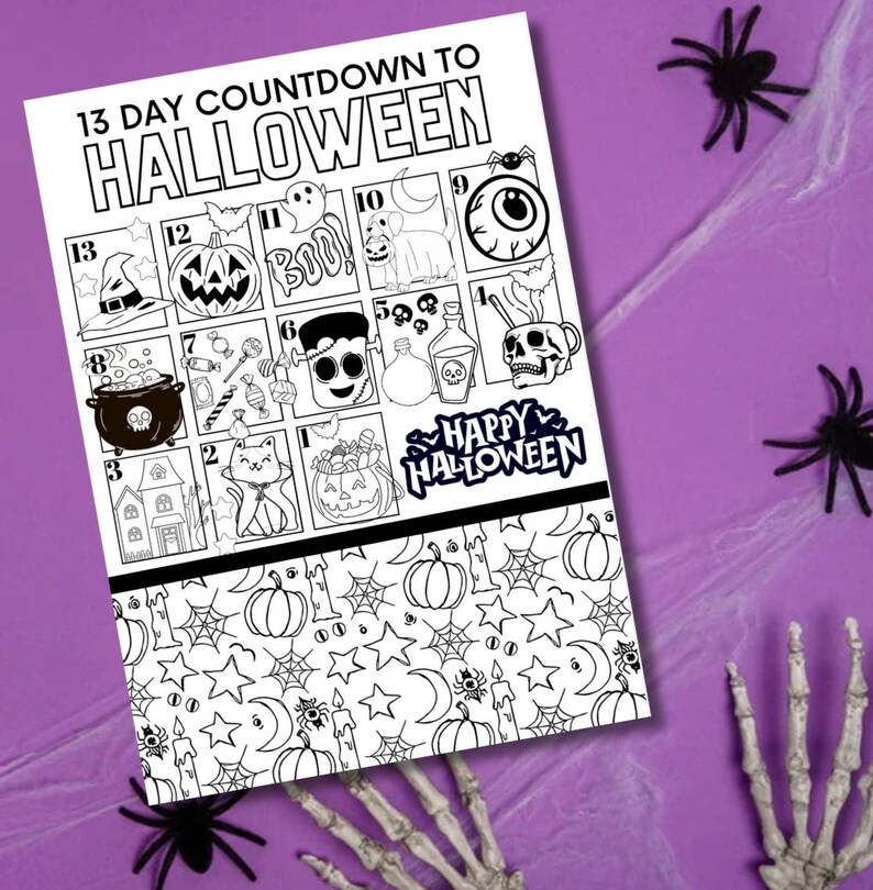 13 Day Countdown to Halloween Coloring Sheet - Etsy
