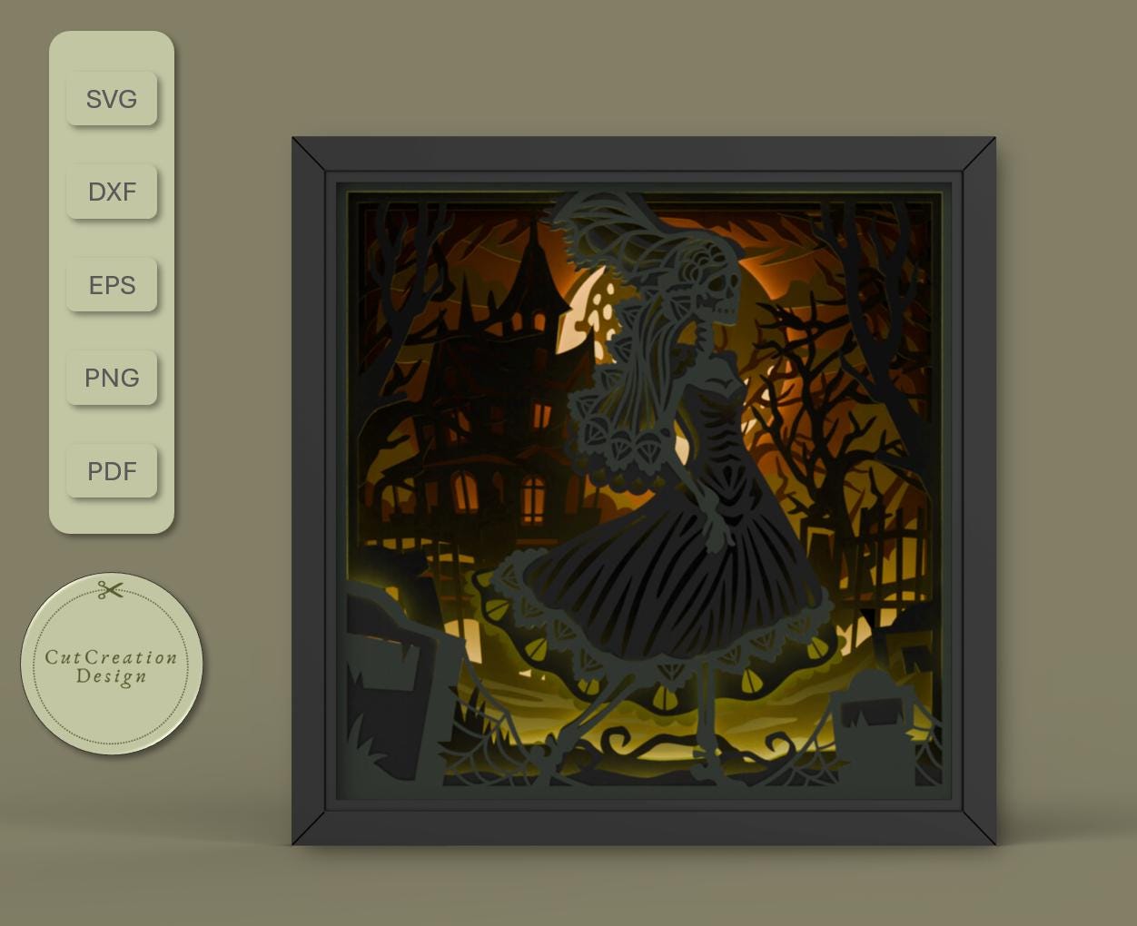 3D SVG Skeleton Shadow Box for Halloween, Halloween Shadowbox, Paper ...