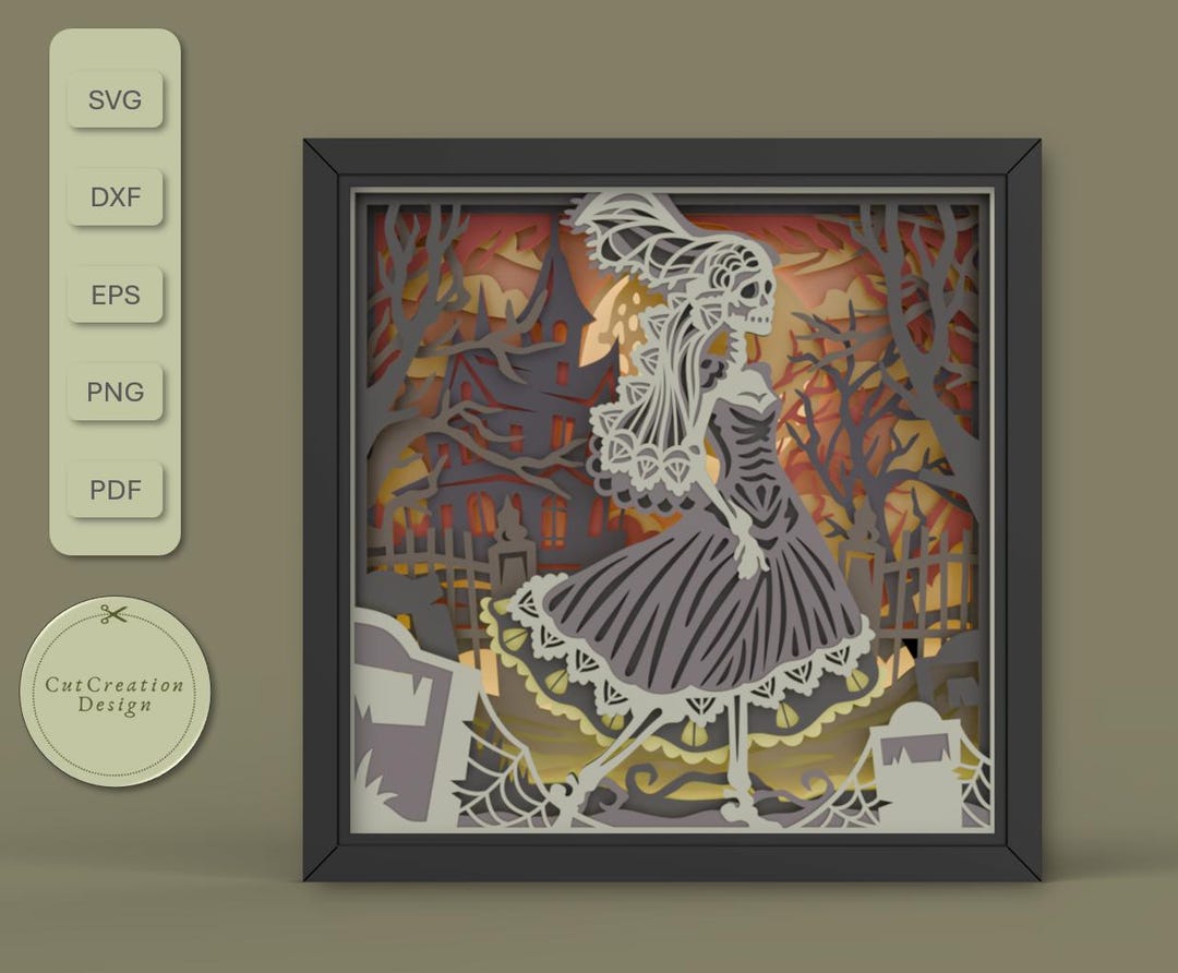 3D SVG Skeleton Shadow Box for Halloween, Halloween Shadowbox, Paper ...