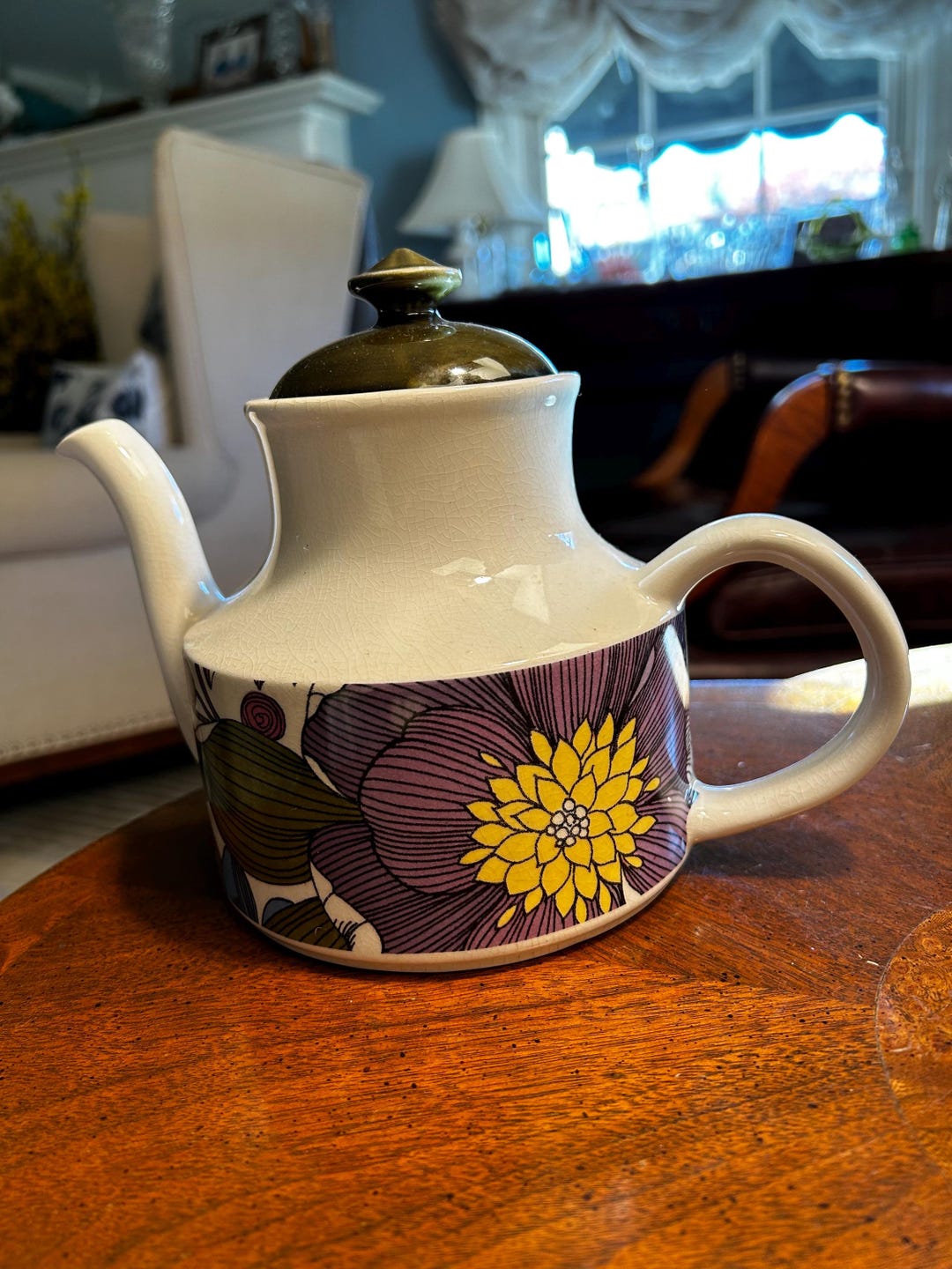 Vintage ARTHUR WOOD Teapot. MCM Style. Beautiful Motif and Vibrant ...