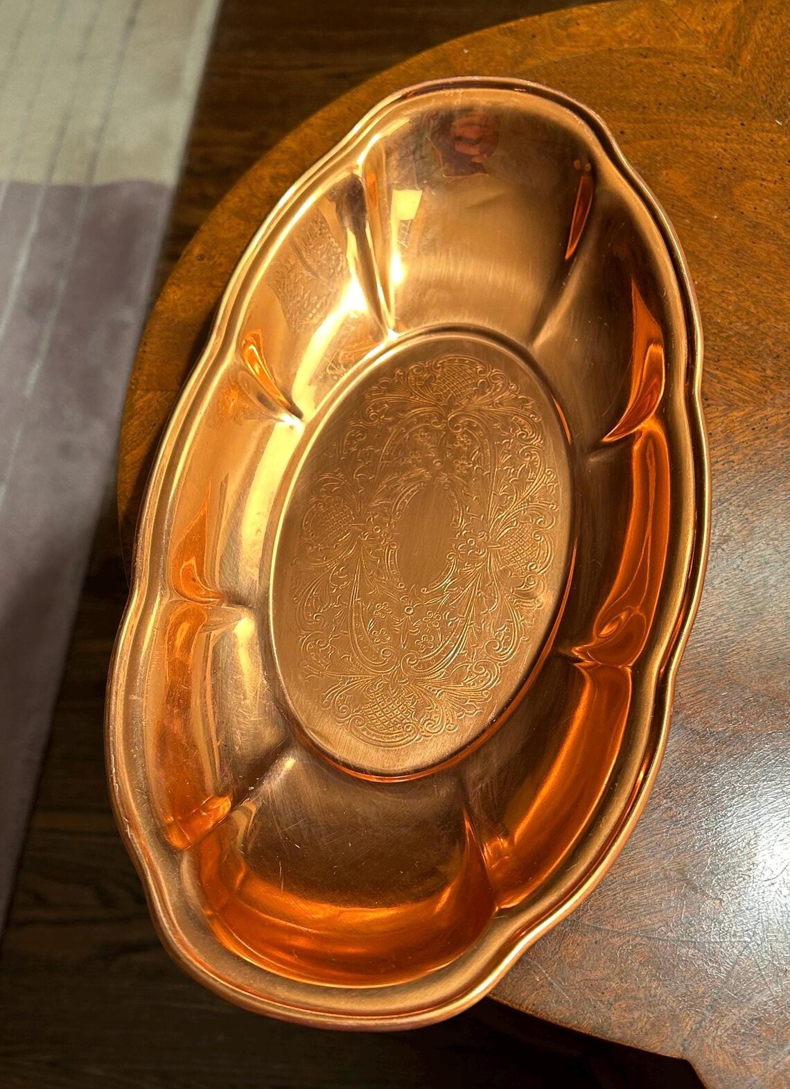 1960s Coppercraft Guild Oval Flared Copper Engraved Detailed Platter by ...