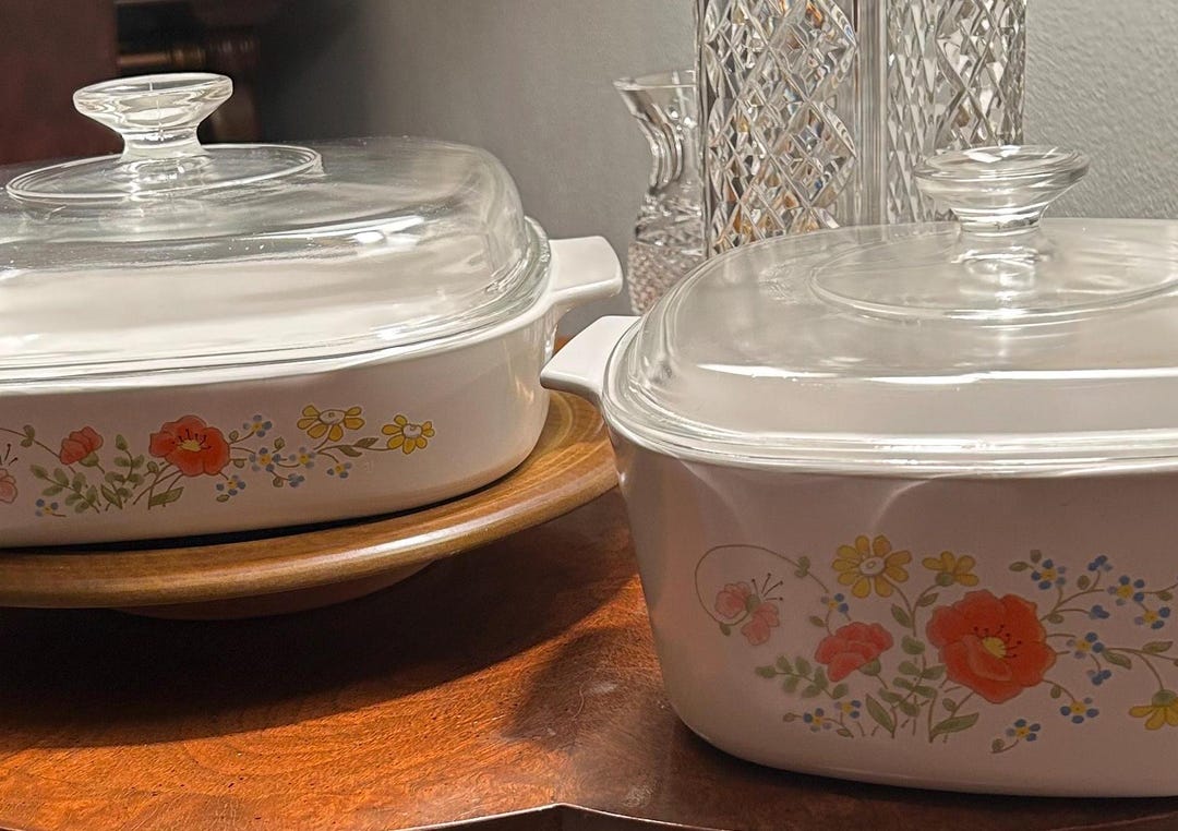 WILD FLOWER Corning Ware Set of 2 With the Lids. 3 Quart and 10” Inch ...