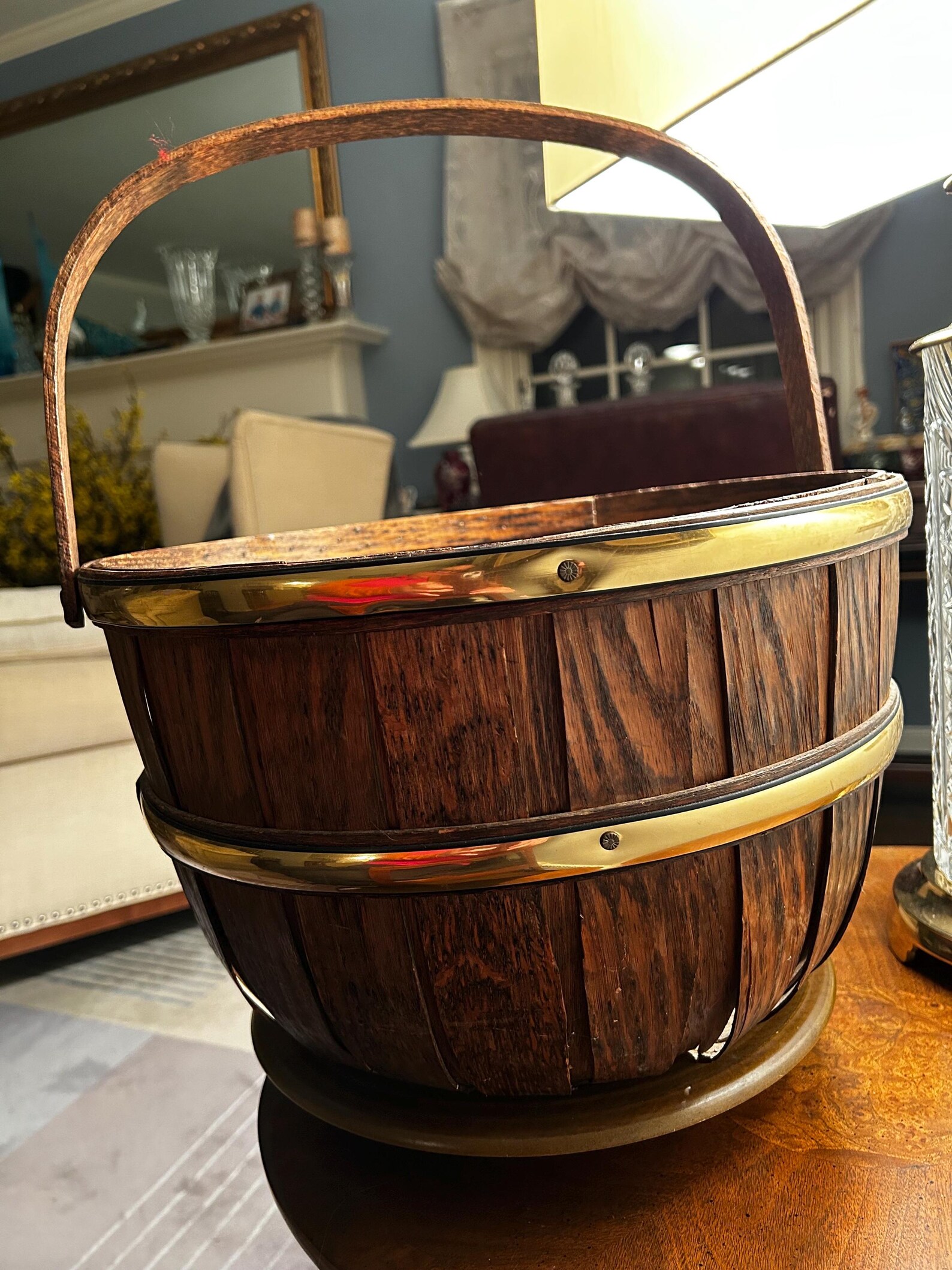 Mid Century Oak HANDMADE APPLE BASKET. Beautiful Color and Patina ...