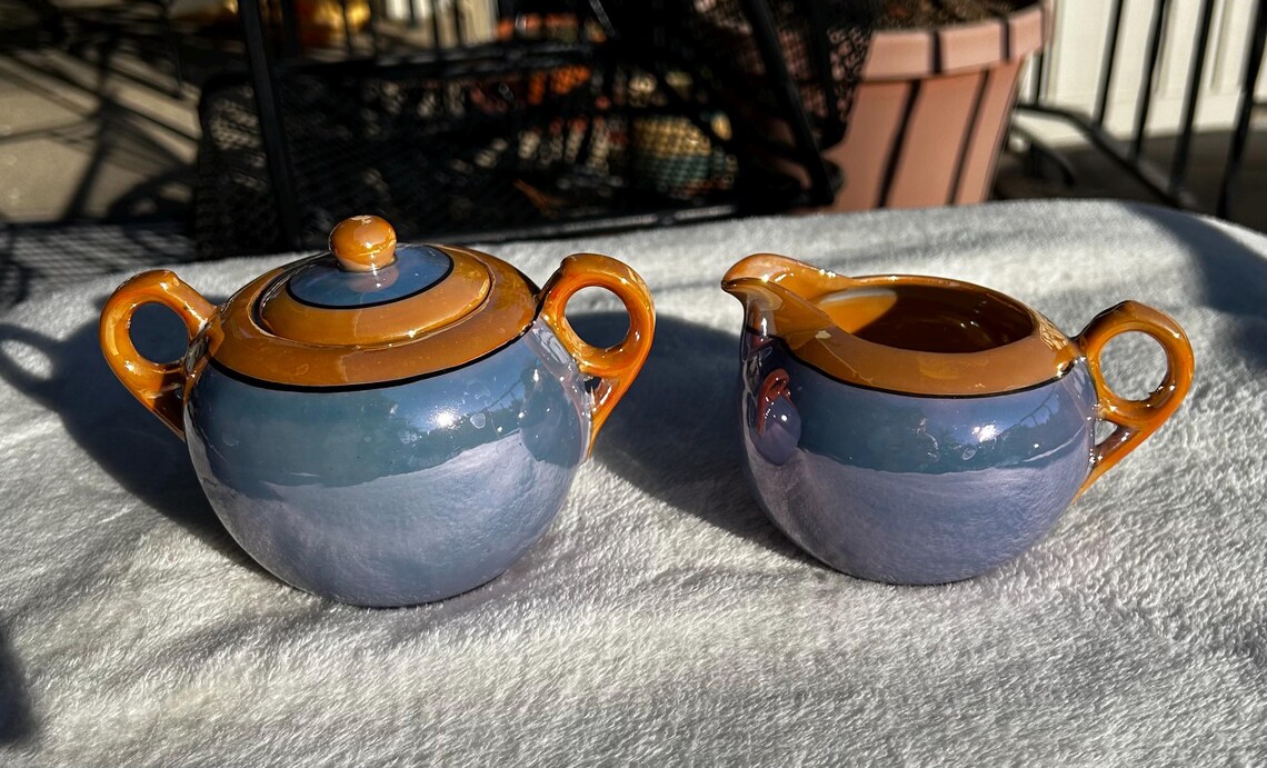 Vintage Japan Takito Lusterware Tea Set, Hand Painted Iridescent Teapot ...