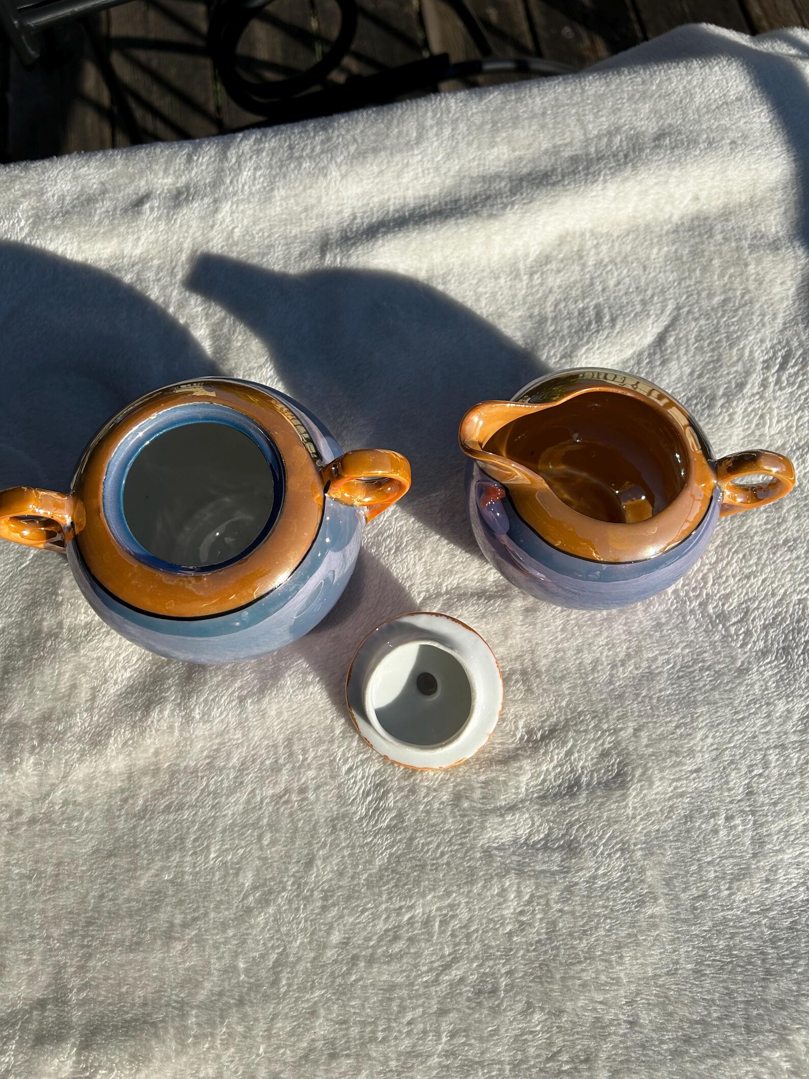 Vintage Japan Takito Lusterware Tea Set, Hand Painted Iridescent Teapot ...