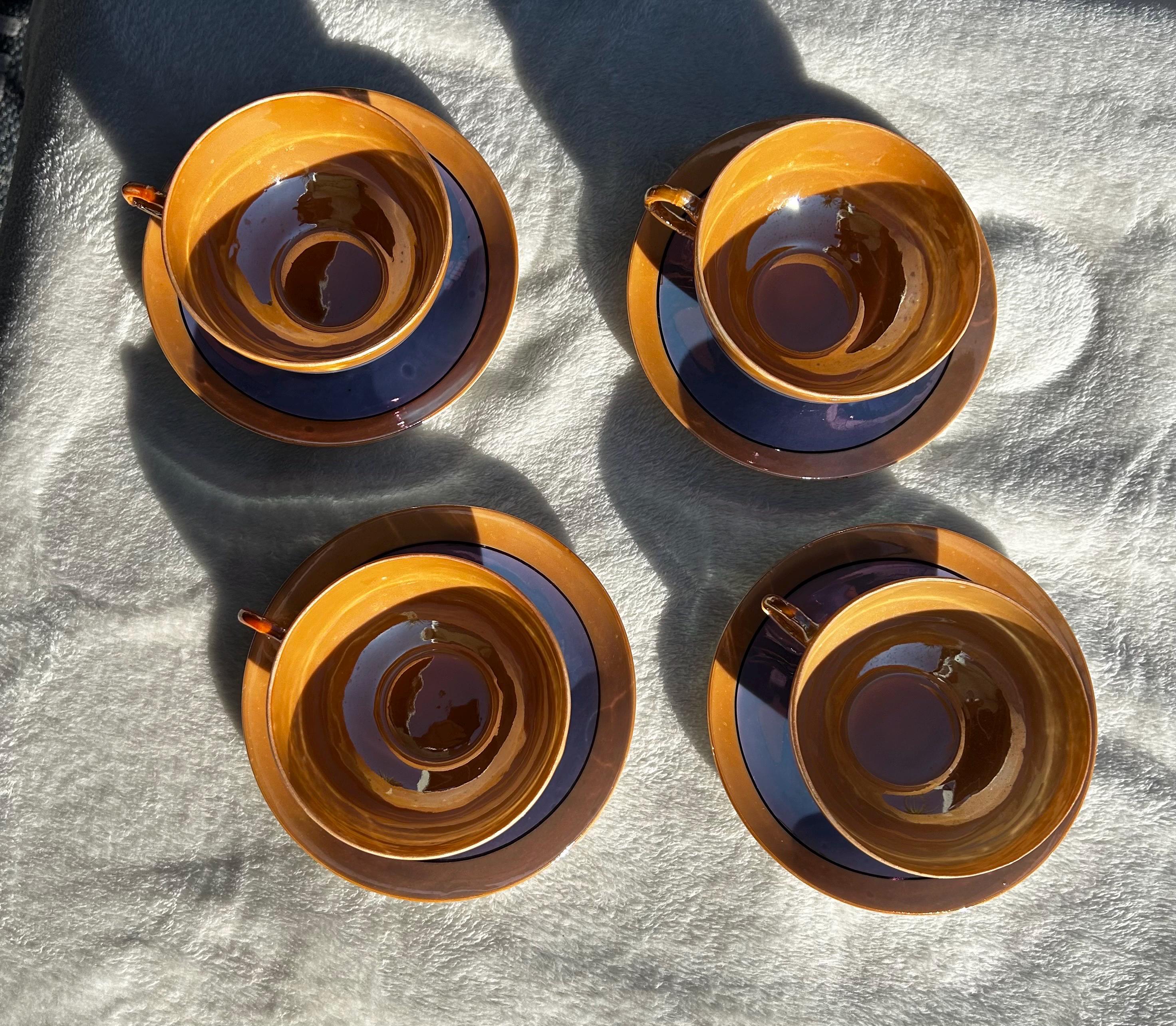 Vintage Japan Takito Lusterware Tea Set, Hand Painted Iridescent Teapot ...