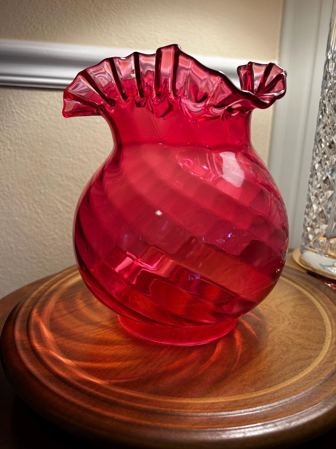 Cranberry Swirl Optic Gas Shade, Crimped Top 4 Inch. Replacement Glass ...