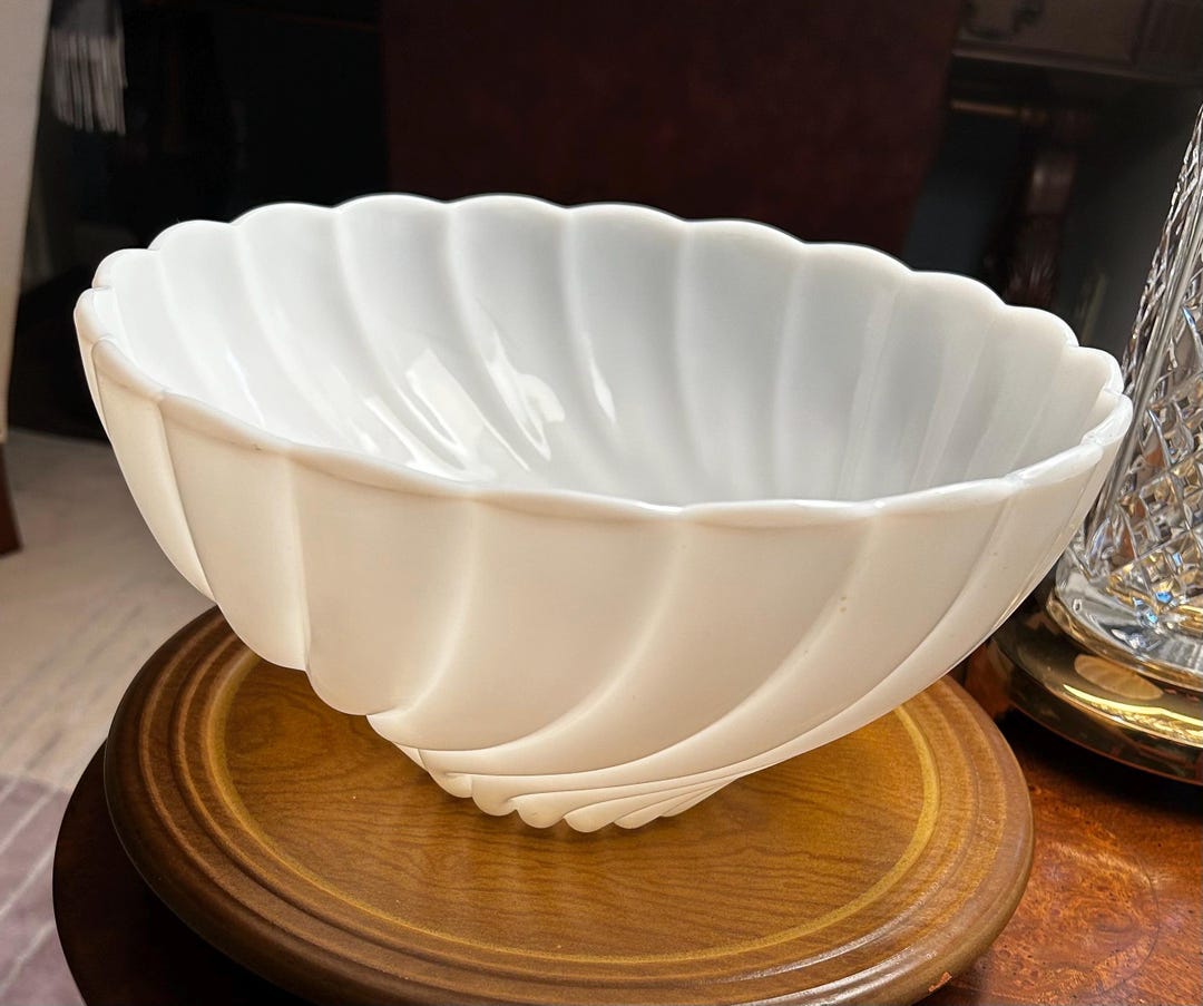 HAZEL-ATLAS Alpine White Milkglass Small Punch Bowl, Salad Bowl ...