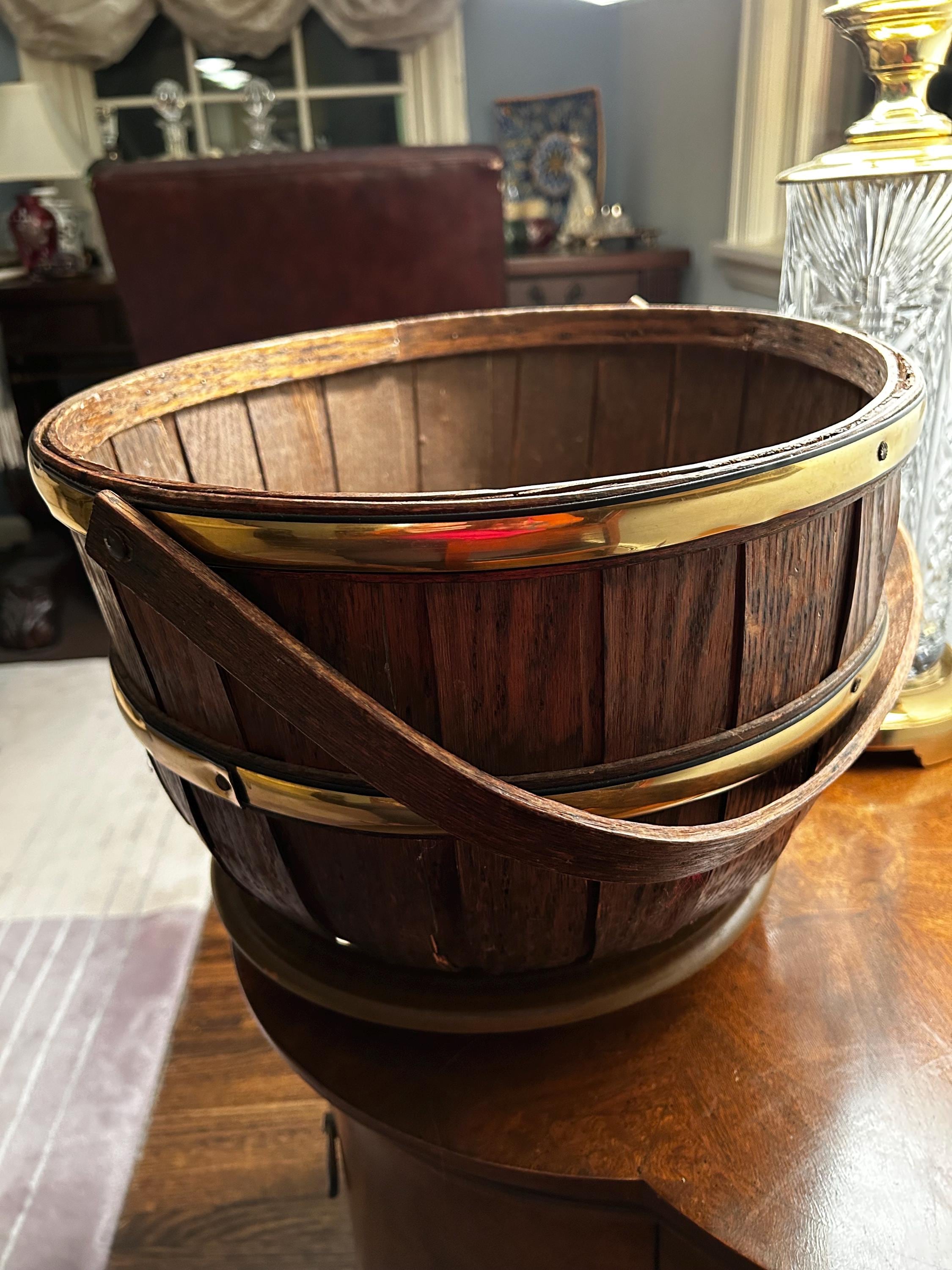 Mid Century Oak HANDMADE APPLE BASKET. Beautiful Color and Patina ...