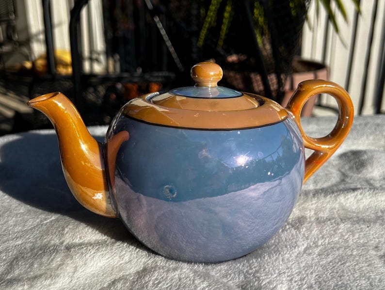 Vintage Japan Takito Lusterware Tea Set, Hand Painted Iridescent Teapot ...
