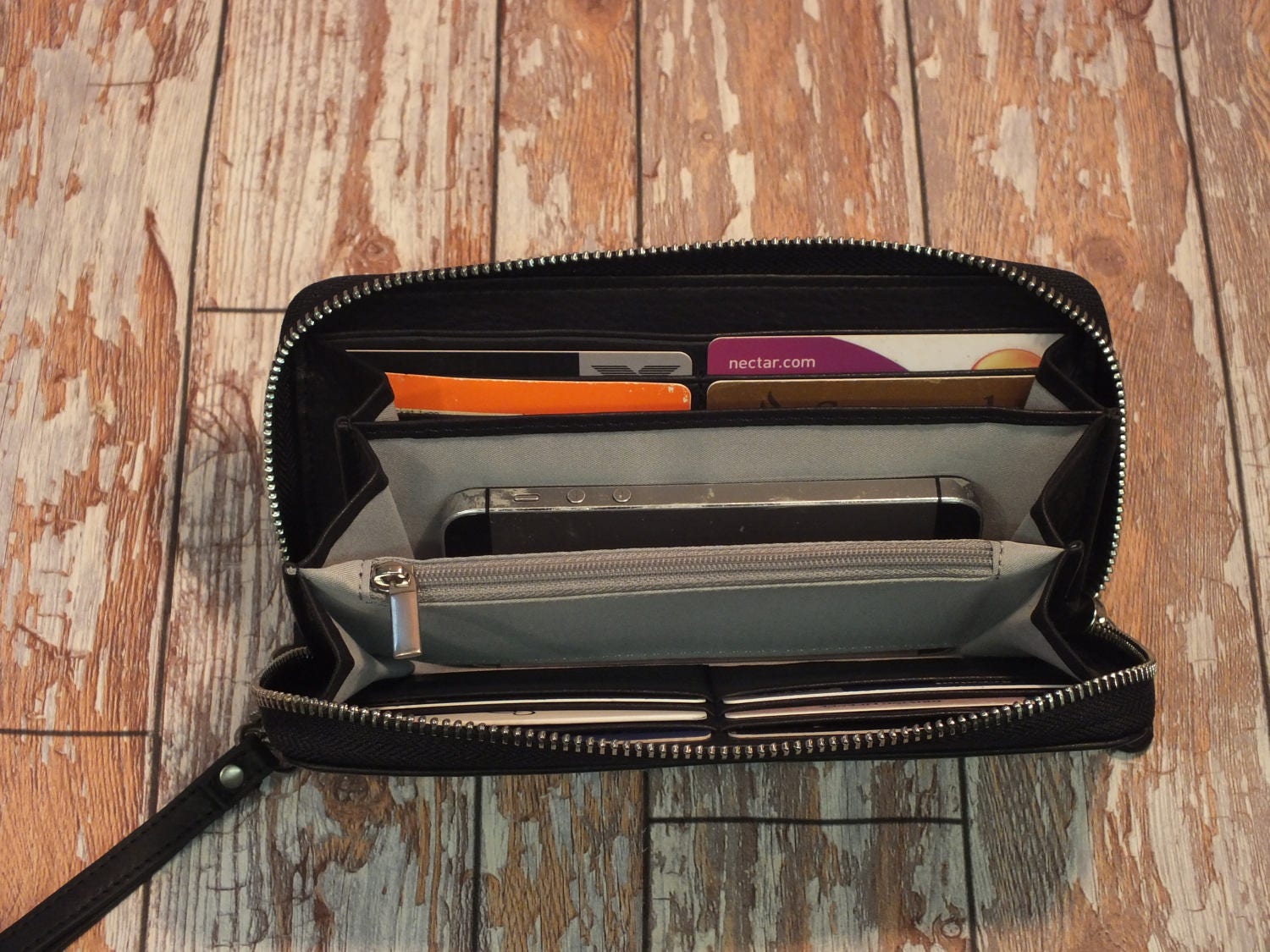 Zip Around Purse Available in Black or Brown With Removable Wrist Strap ...