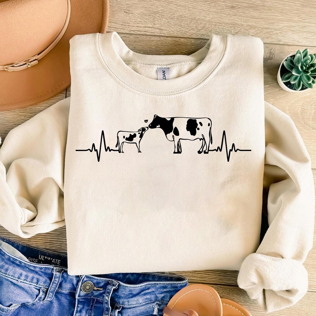 I Love My Cow SVG PNG, Cow and Baby Heartbeat Heart Svg File Shirt ...