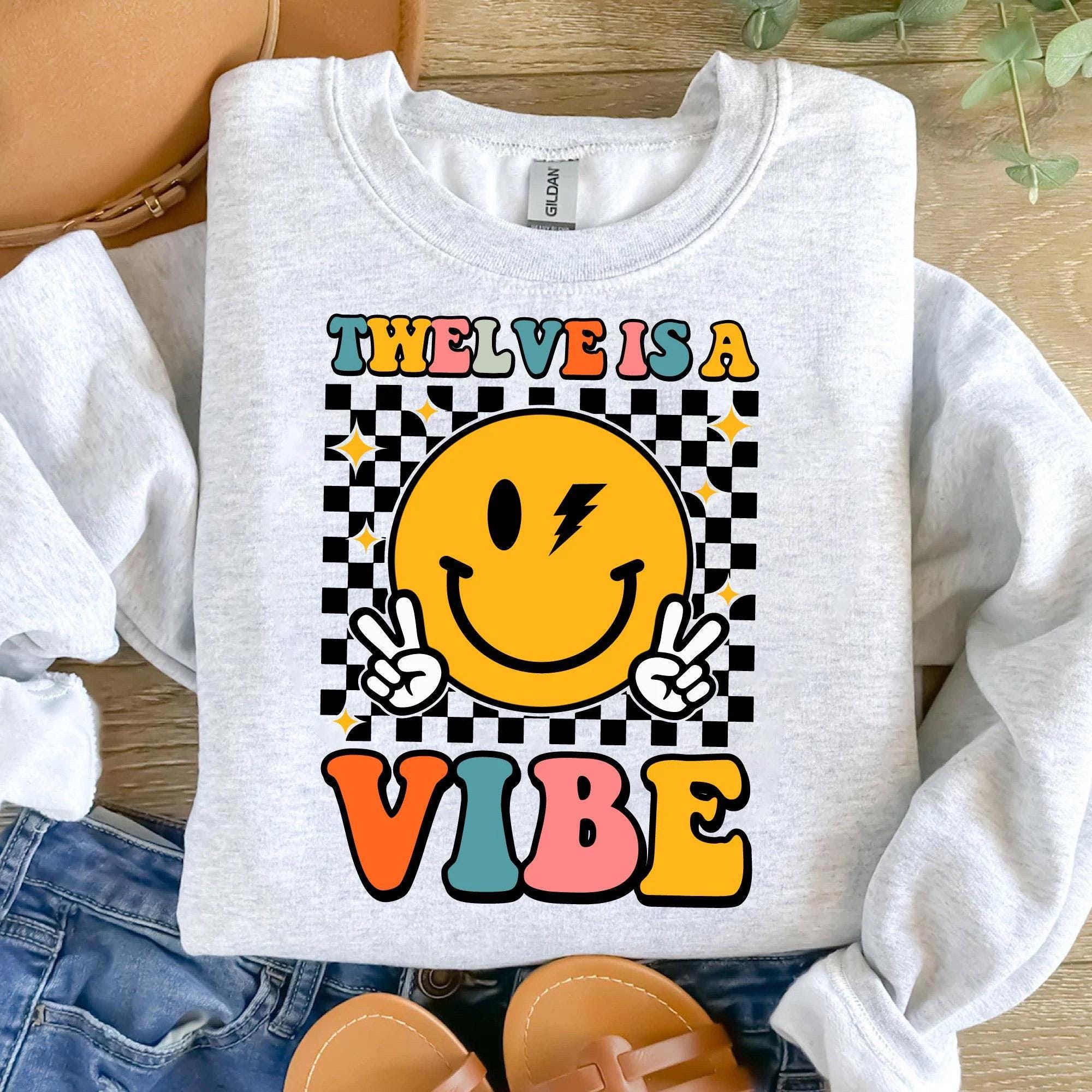 Twelve is A Vibe SVG PNG, 12th Birthday Groovy Boys Girls 12 Years Old ...