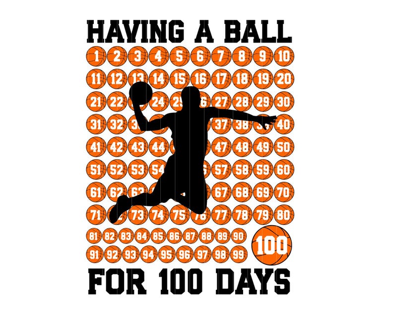 Basketball 100 Days of School SVG , Basketball 100th Day Boys Kids Png ...
