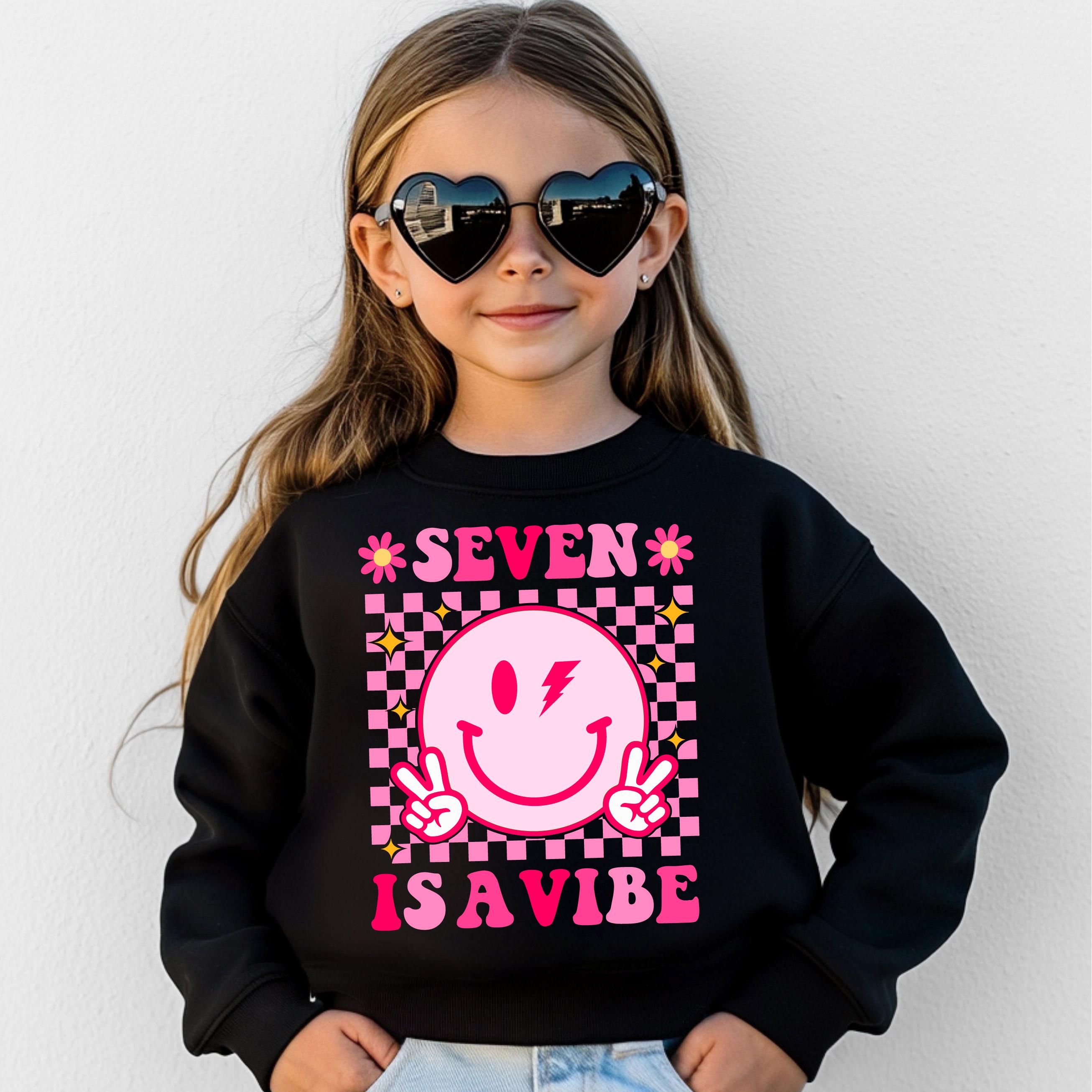 Seven is A Vibe SVG PNG, 7th Birthday Groovy Pink Girls 7 Years Old Svg ...