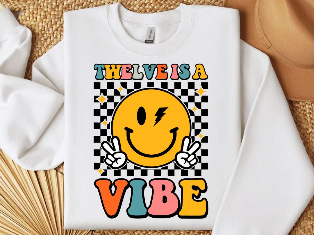 Twelve is A Vibe SVG PNG, 12th Birthday Groovy Boys Girls 12 Years Old ...
