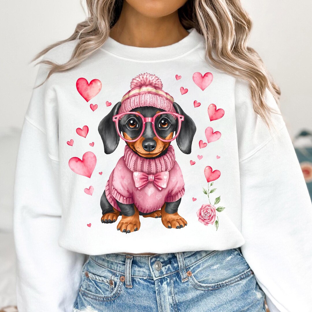 Valentine Dachshund Dog PNG – Baby Dachshund Sausage Dog Love Clipart ...