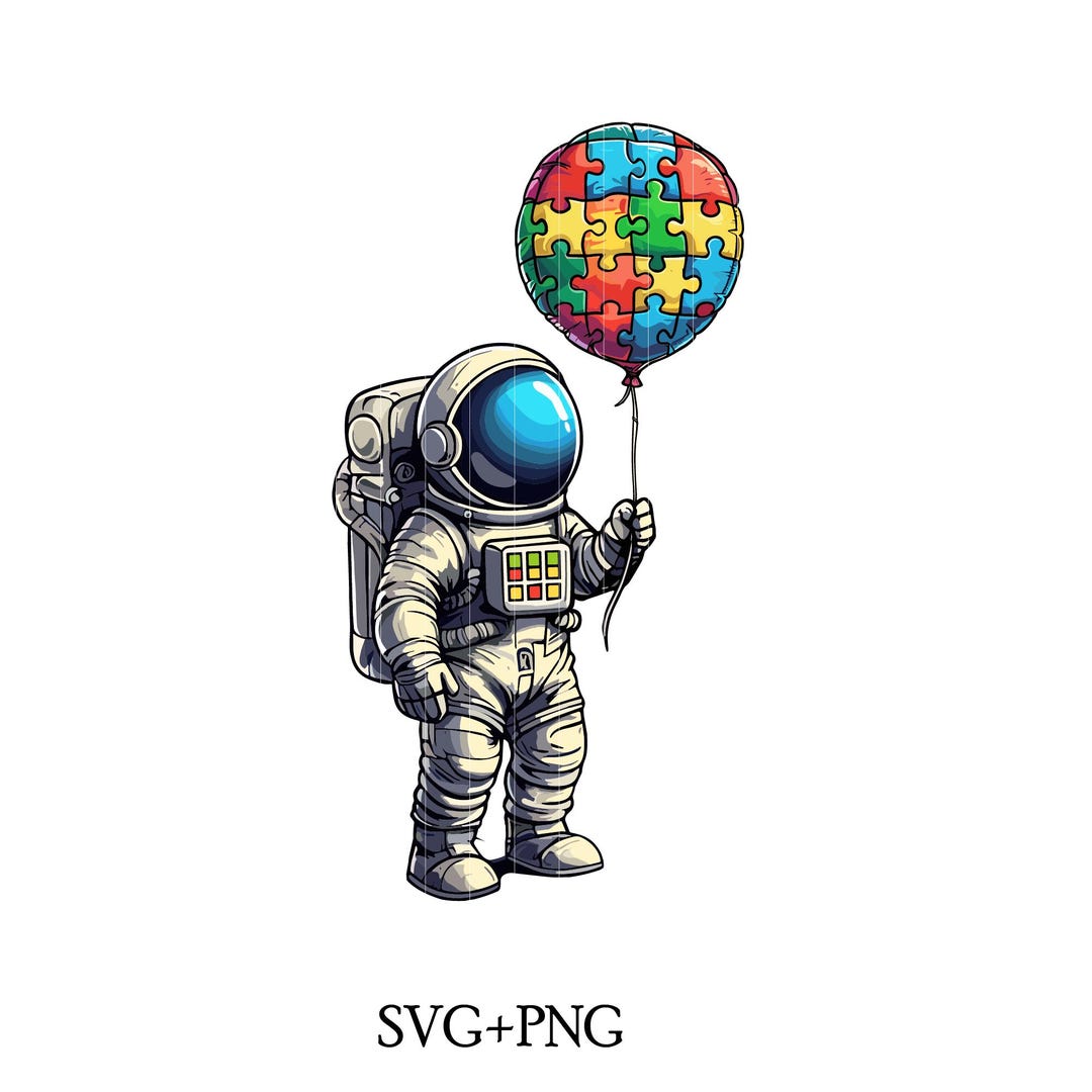 Autism Astronaut Balloon SVG PNG, Autism Awareness Space Autistic Svg ...