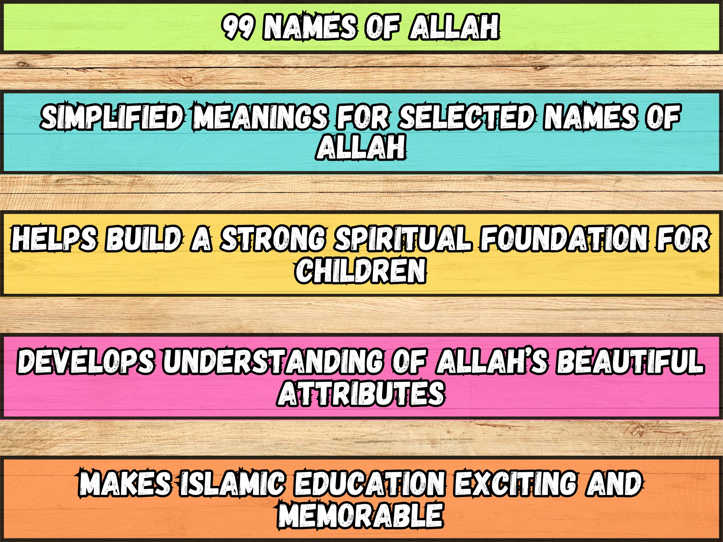 99 Names of Allah Printable Workbook for Kids Fun Islamic Learning ...