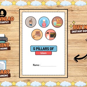 5 Pillars of Islam Activity Book, Islamic Learning Printable, Kids ...