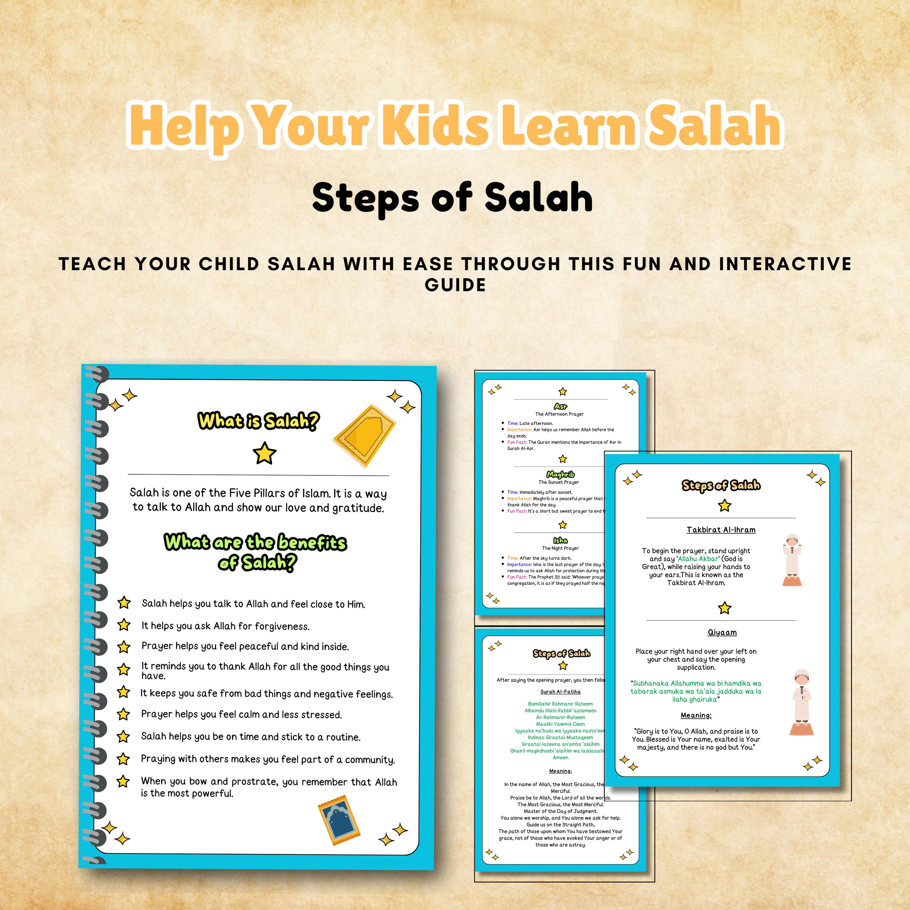 Step-by-step Salah Guide, Kids Islamic Prayer Book, Wudu and Salah ...