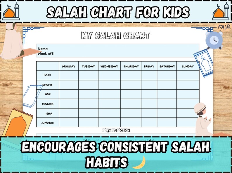 Printable Salah Tracker for Kids Daily Prayer Habit Tracker Muslim ...