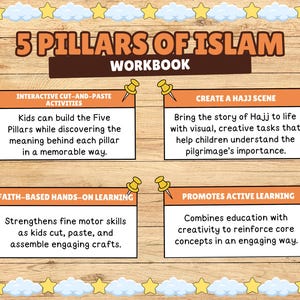 5 Pillars of Islam Activity Book, Islamic Learning Printable, Kids ...