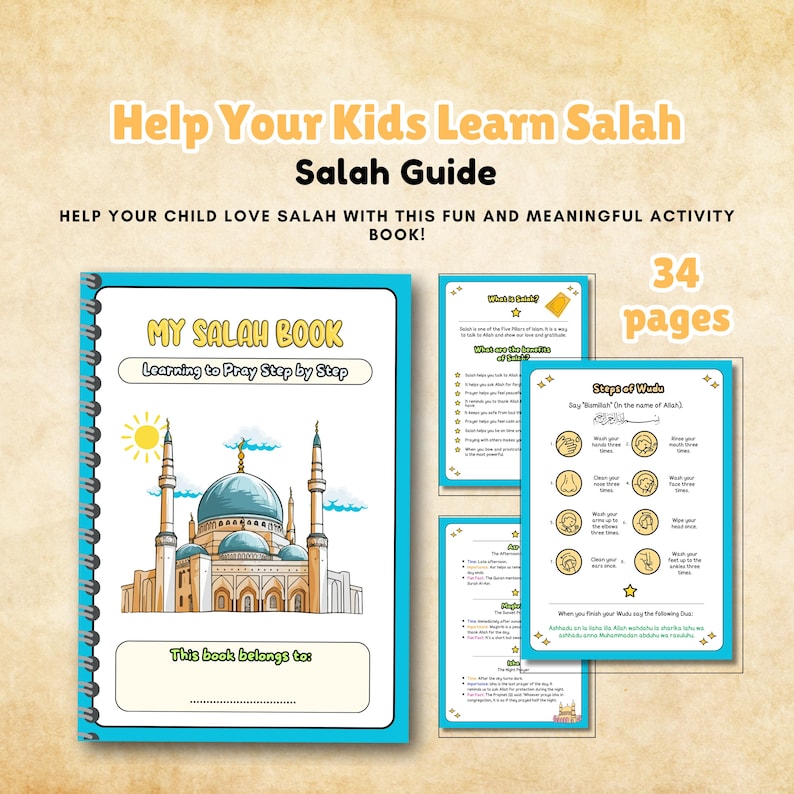 Kids Salah Workbook Printable Step-by-step Prayer Guide for Muslim ...