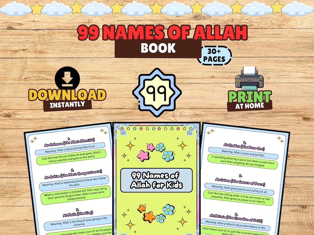 99 Names of Allah Activity Islamic Studies Worksheet Muslim Kids Fun ...