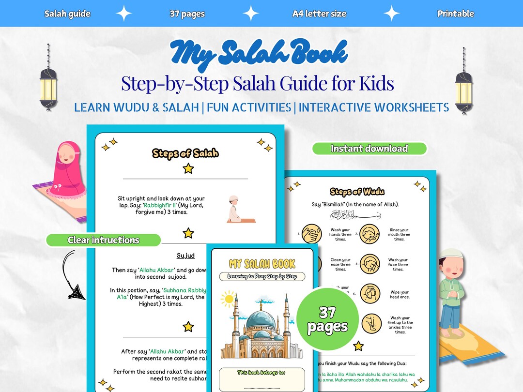 Step by Step Salah Guide for Kids, How to Pray for Muslim Children ...