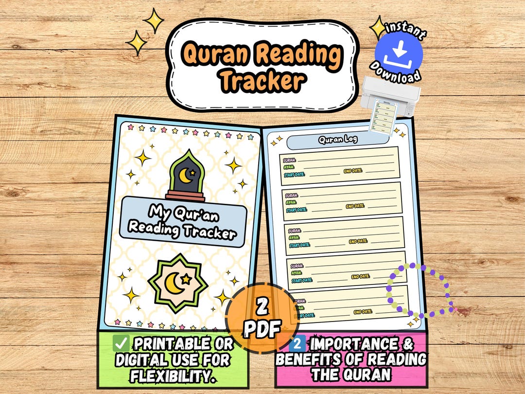 Quran Reading Tracker Islamic PDF Resource for Families - Etsy