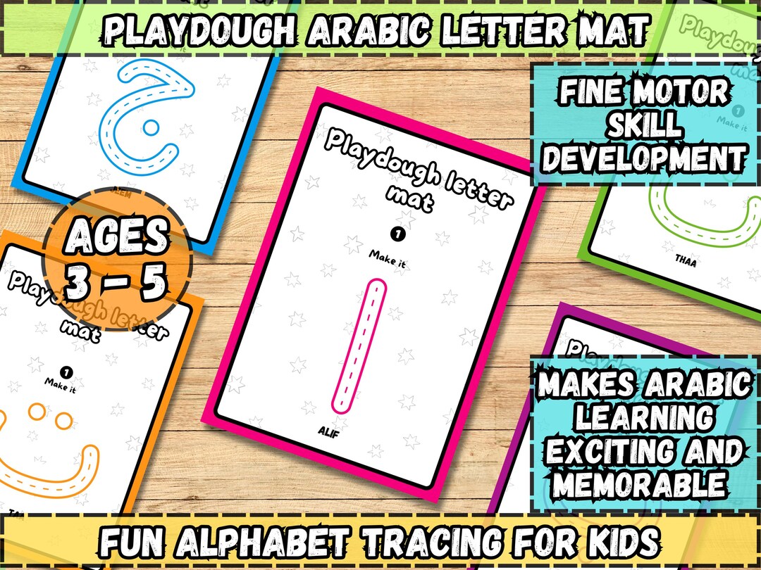 Arabic Alphabet Playdough Mats Kids Play Mat for Fine Motor Skills ...
