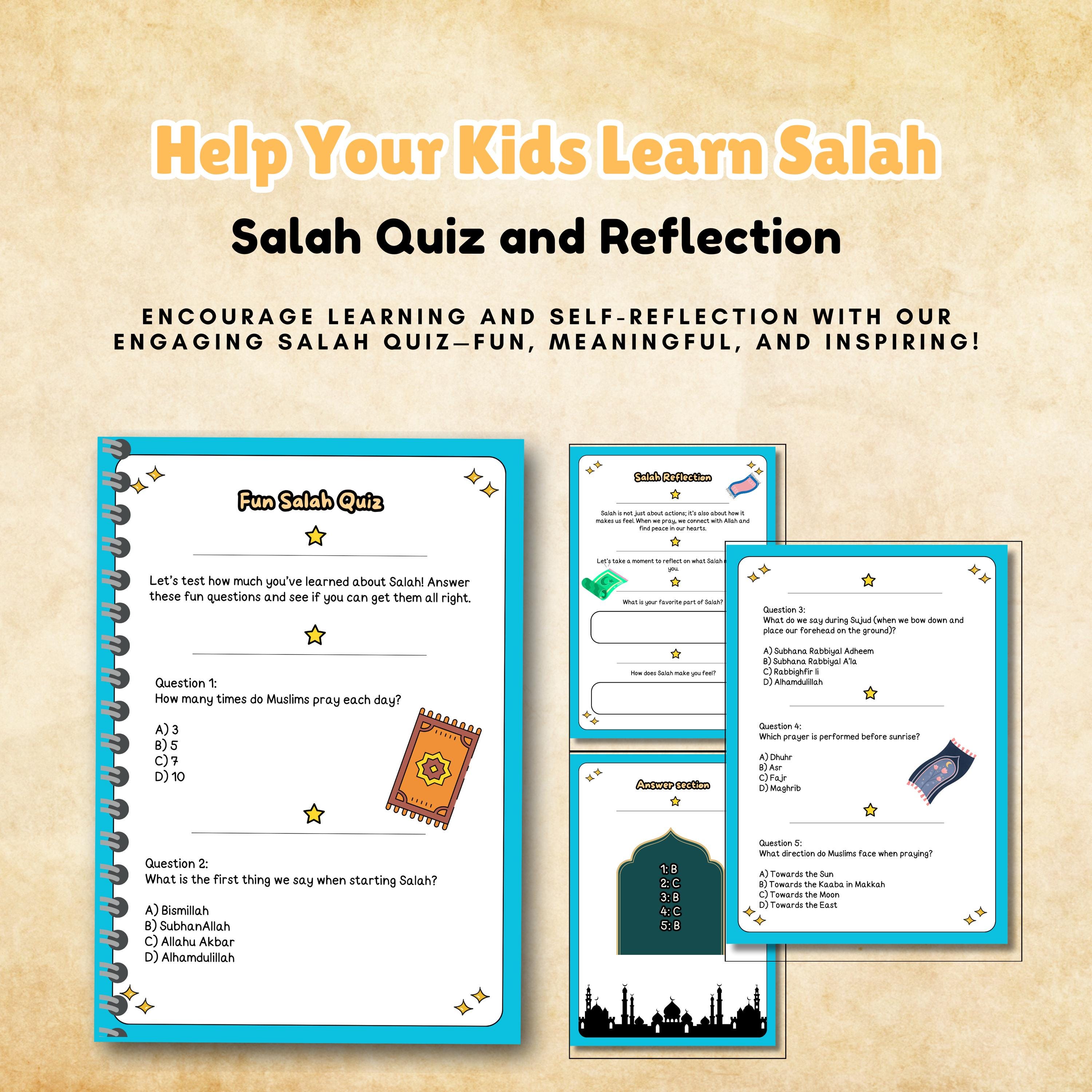 Step-by-step Salah Guide, Kids Islamic Prayer Book, Wudu and Salah ...