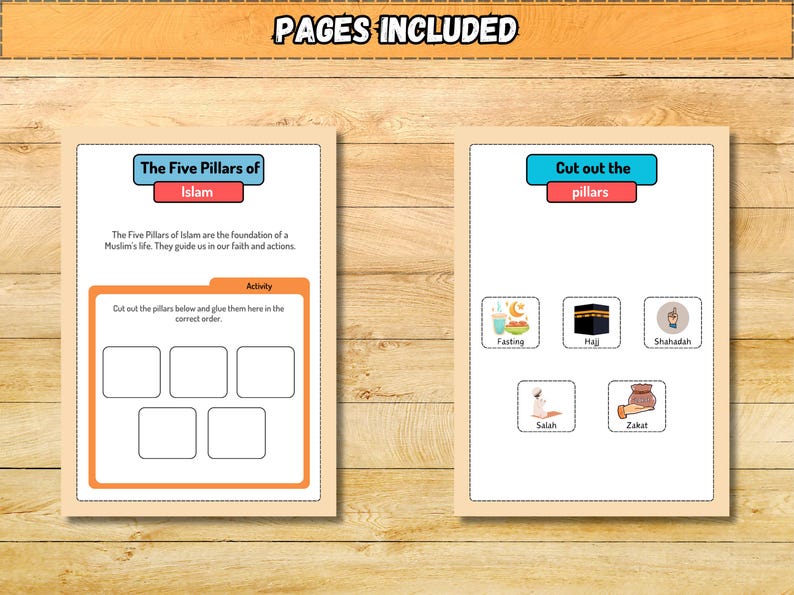 Five Pillars of Islam Activity Cut-and-paste Islamic Printable for Kids ...