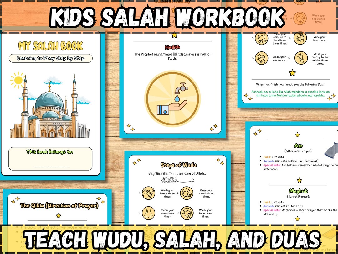 Printable Kids Salah Workbook Wudu and Prayer Guide for Young Muslims ...